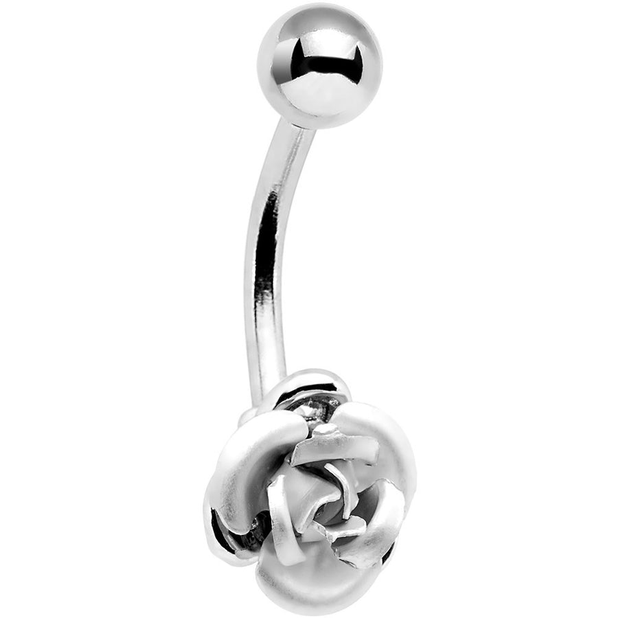 SINGLE Silver ROSE Belly Button Ring