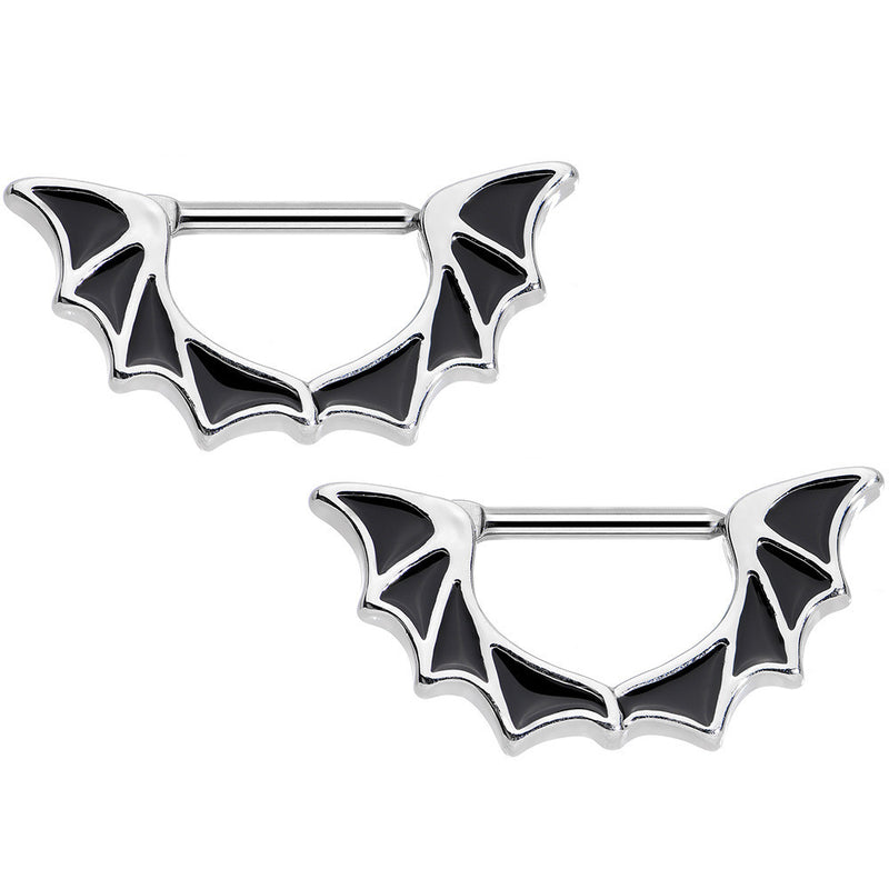 14 Gauge 1/2 Stainless Steel Halloween Bat Wings Nipple Clicker Set