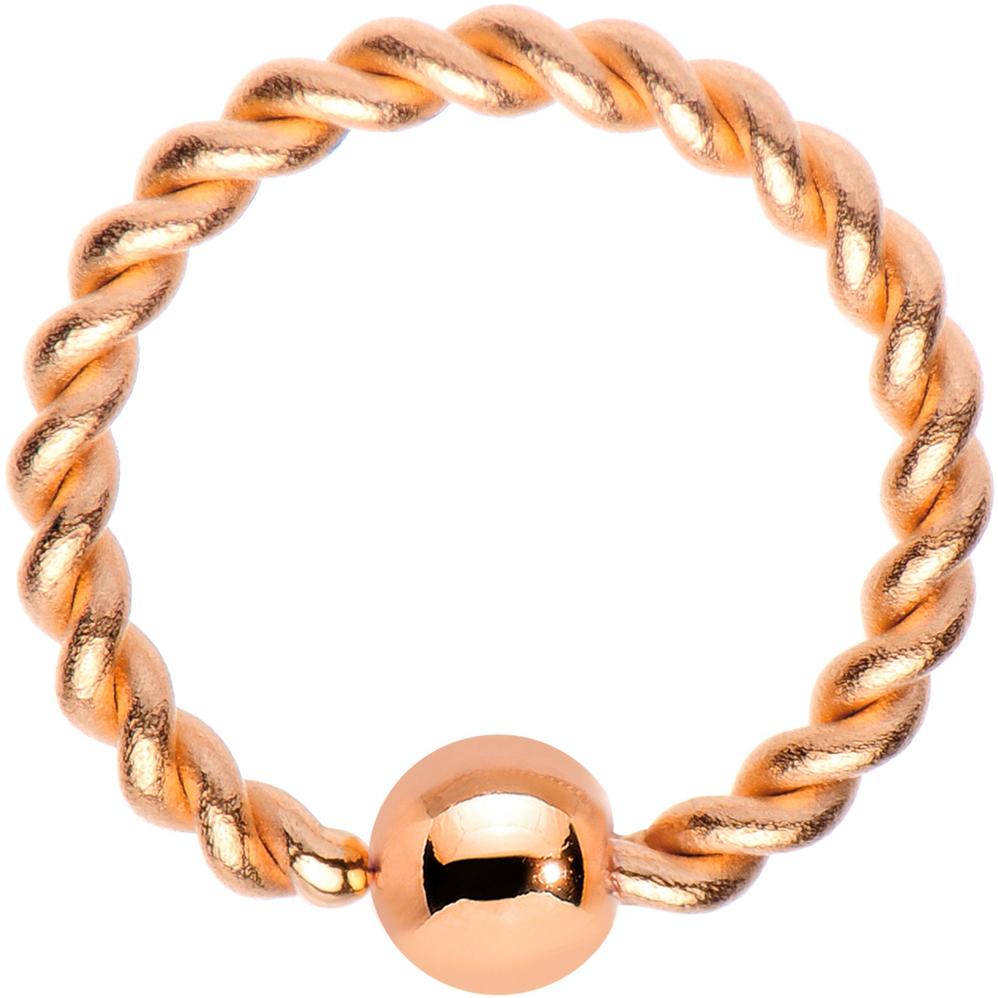 16 Gauge 5/16" Rose Gold Tone IP So Twisted Captive Style Seamless Rin