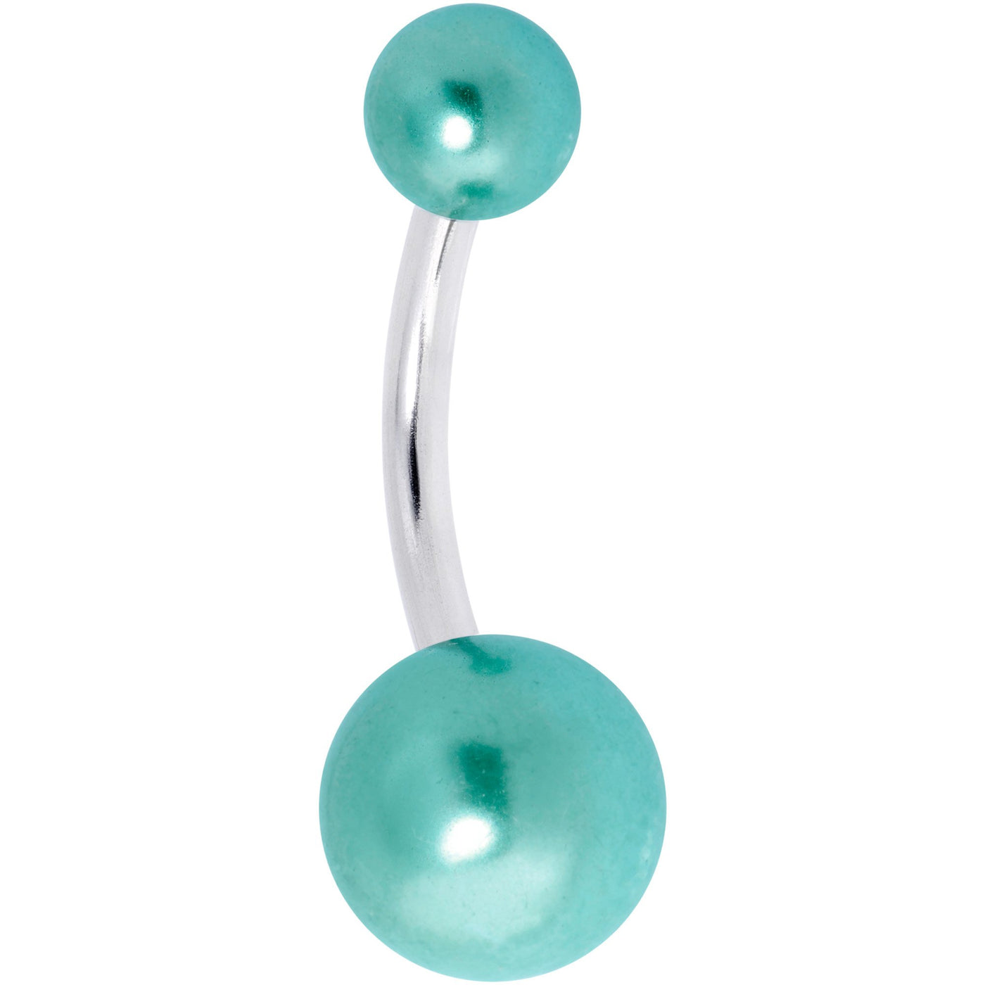 Teal Pearlescent Acrylic Ball Belly Ring