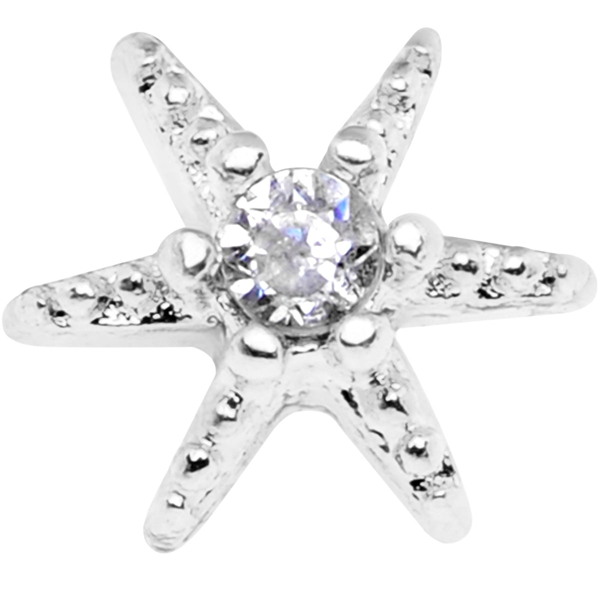 14 Gauge Clear CZ Gem Starfish Dermal Anchor Top