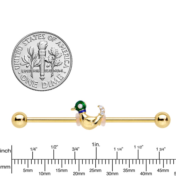 14 Gauge Gold Tone Mighty Mallard Industrial Barbell 38mm – BodyCandy