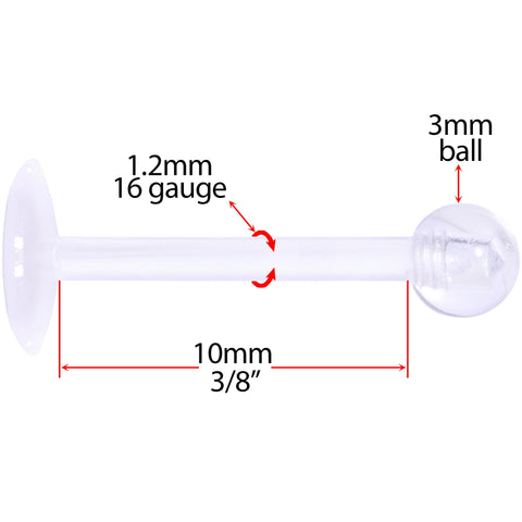 16 Gauge 3/8 Clear Flexible Bioplast Labret Monroe Tragus Retainer – BodyCandy