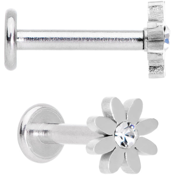 Clear Gem Multicolor Internally Threaded Flower Labret Set of 4 – BodyCandy
