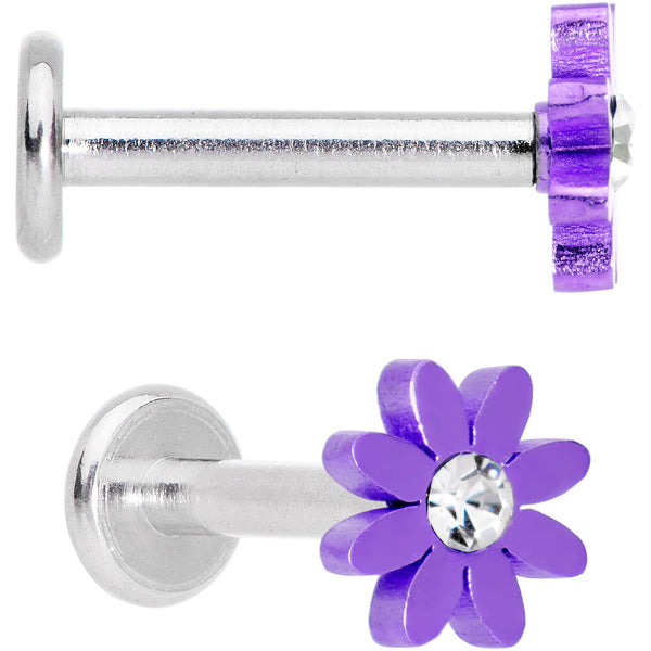 Clear Gem Multicolor Internally Threaded Flower Labret Set of 4 – BodyCandy