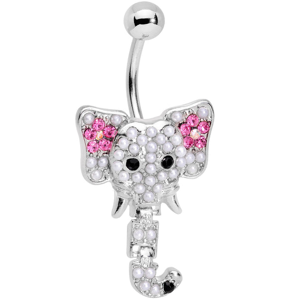 Clear Pink Gem Hinged Trunk Elephant Dangle Belly Ring – BodyCandy