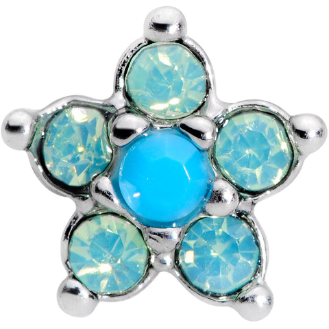 16 Gauge 5/16 Blue Faux Opal Internally Threaded Flower Labret – BodyCandy