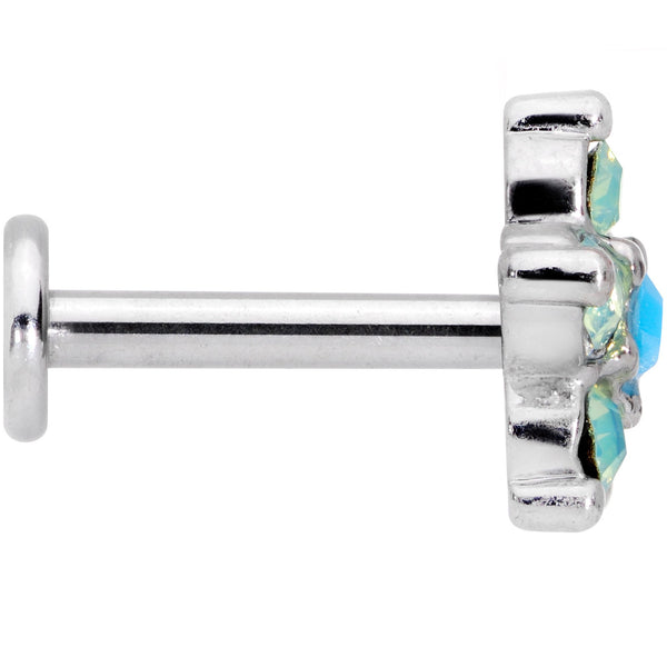 16 Gauge 5/16 Blue Faux Opal Internally Threaded Flower Labret – BodyCandy