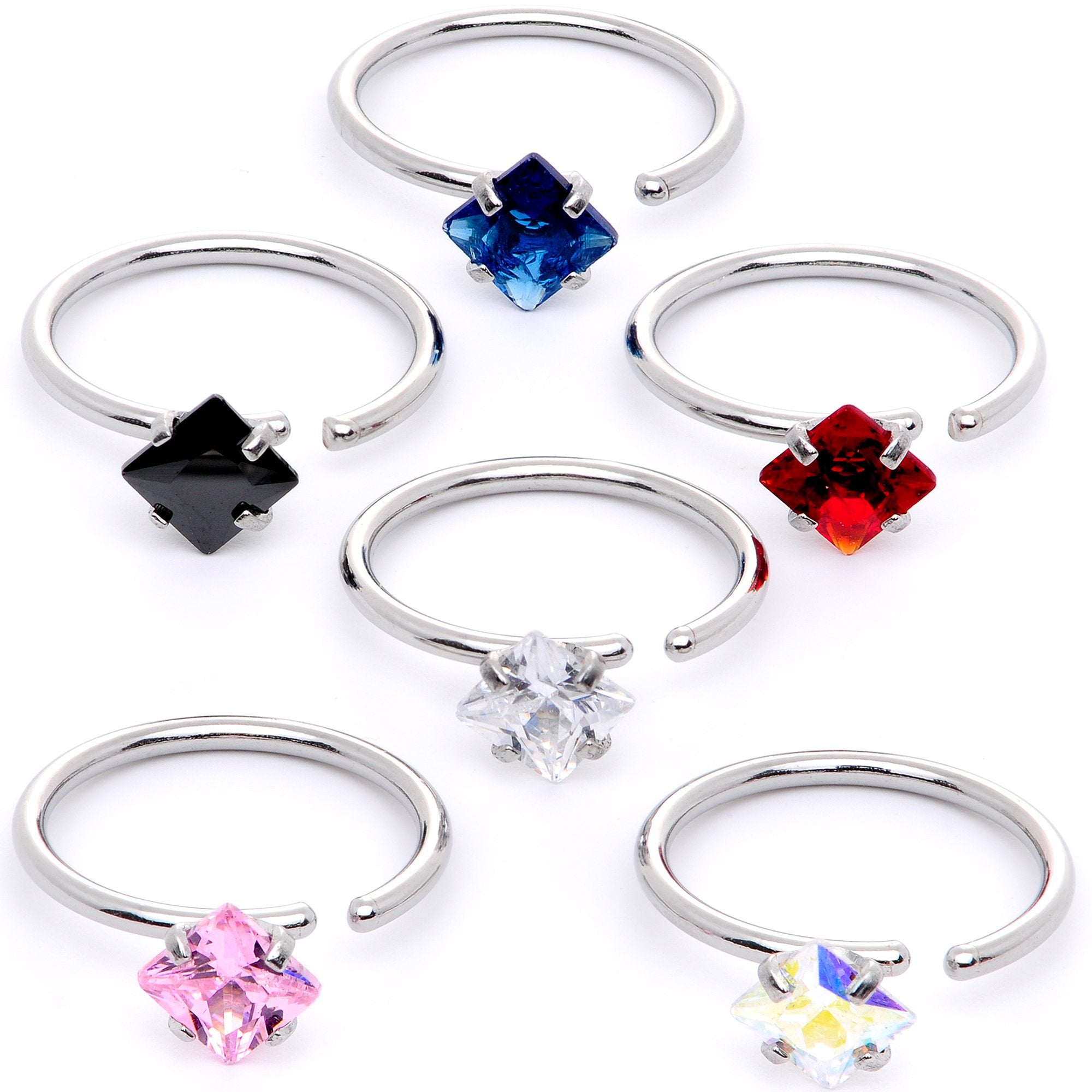 20 Gauge 5 16 Multicolor Single Gem Regal Rhombus Nose Hoop Set Of 6 20-gauge-5-16-multicolor-single-gem-regal-rhombus-nose-hoop-set-of-6