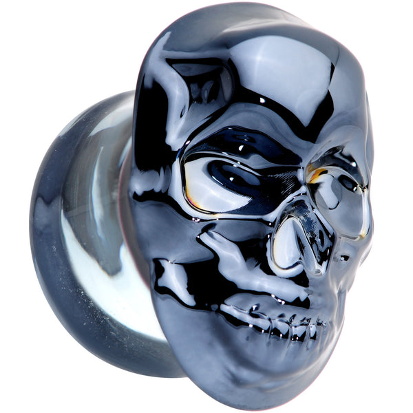 Dark Blue Glass Smiling Halloween Skull Double Flare Plug Set – BodyCandy