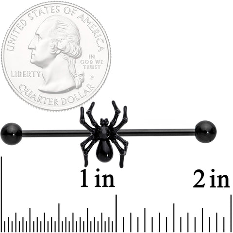 14 Gauge Black Gem Black Creepy Critter Spider Industrial Barbell 38mm ...