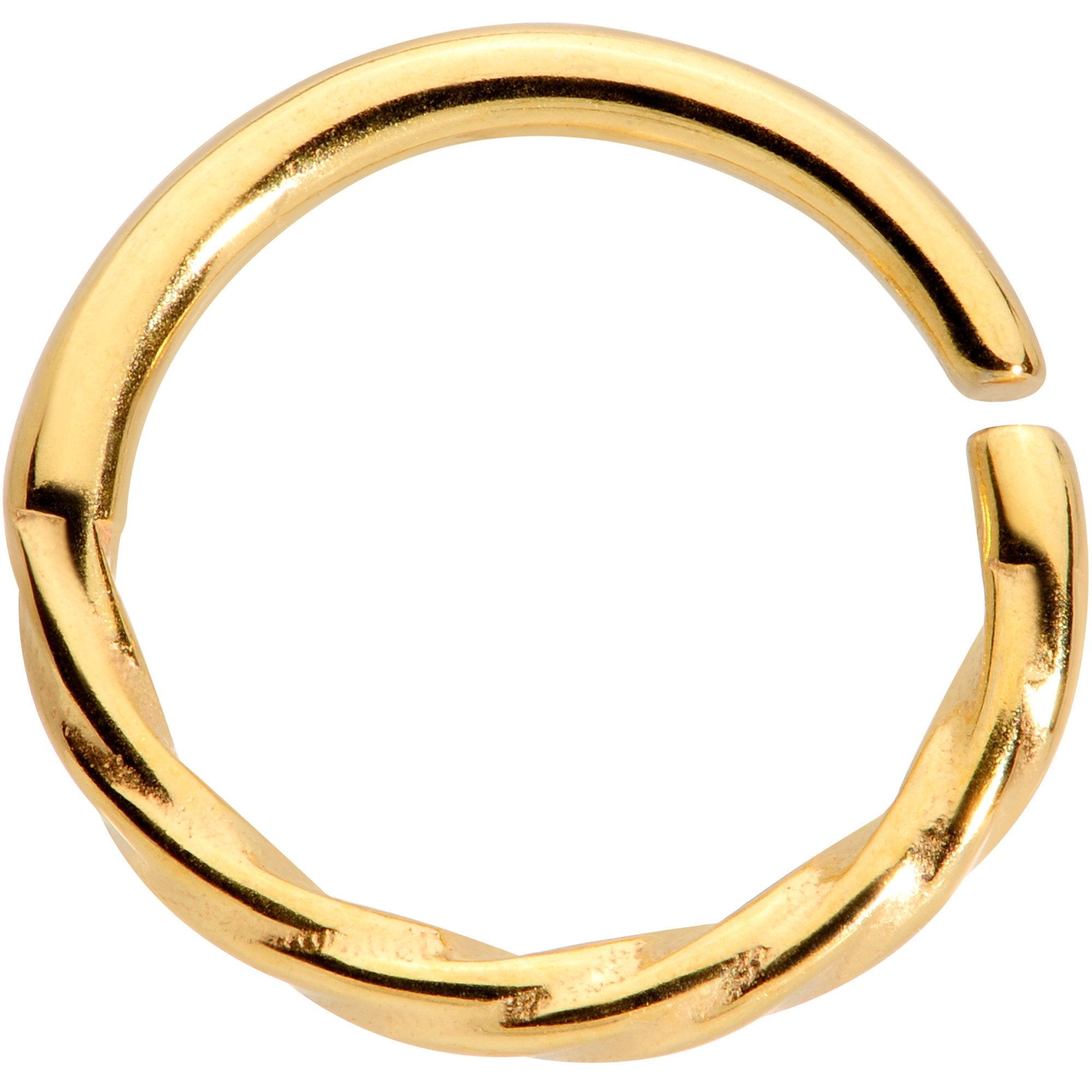 16G 3/8 Gold Tone Simply Twisted Closure Ring