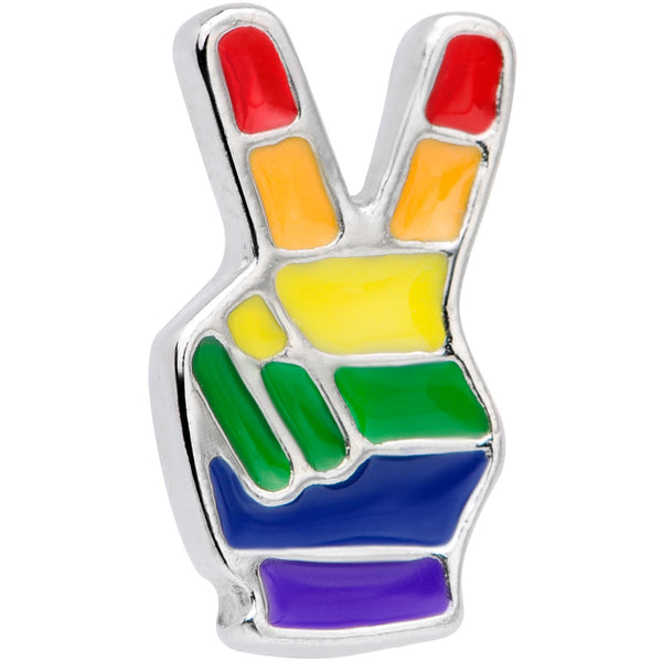 16 Gauge 1/4 Gay Pride Rainbow Hand Peace Sign Cartilage Tragus – BodyCandy