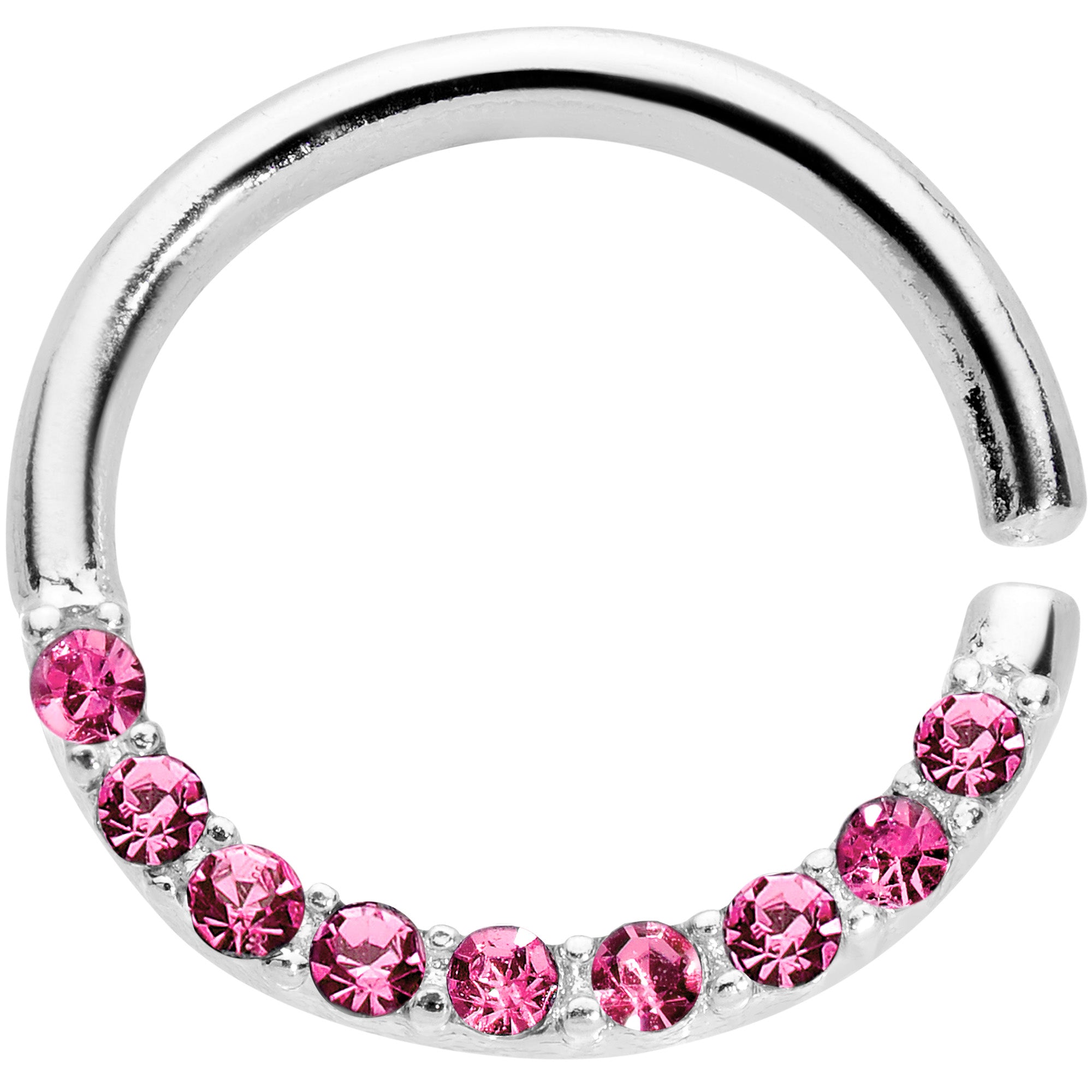 16 Gauge 5/16 Pink Gem Simple Elegance Seamless Circular Ring