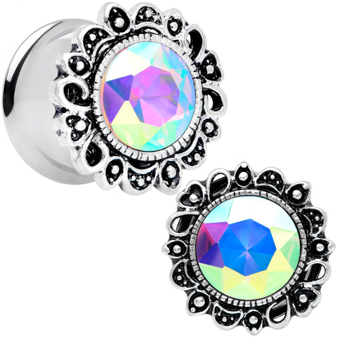 Aurora Gem Filigree Flower Double Flare Plug Set – BodyCandy