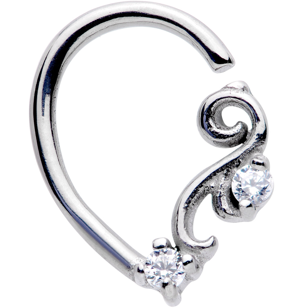 16 Gauge 3/8 Clear CZ Gem Half Left Right Ear Closure Ring