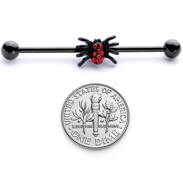 14 Gauge Red Gem Black Spider Halloween Industrial Barbell 38mm – BodyCandy