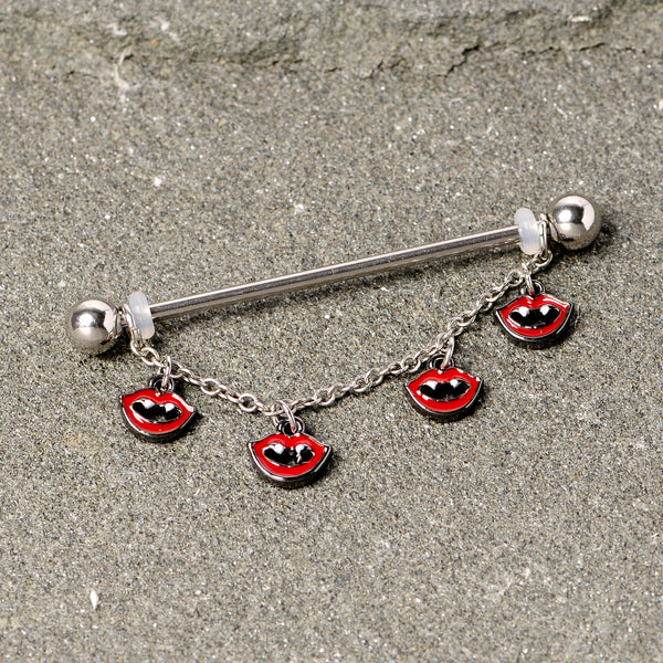 14 Gauge Monster Fang Halloween Chain Dangle Industrial Barbell 38mm ...