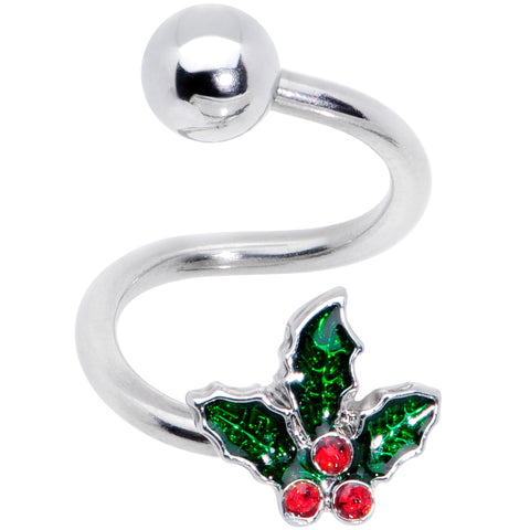 Red Gem Holly Berry Holiday Christmas Spiral Twister Belly Ring – BodyCandy