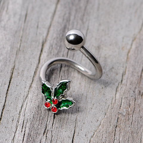 Red Gem Holly Berry Holiday Christmas Spiral Twister Belly Ring – BodyCandy