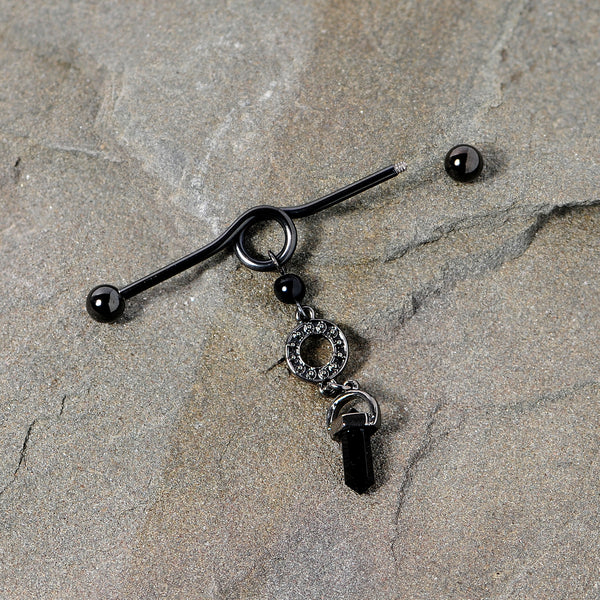 14 Gauge Black Gem Halloween Dangle Industrial Barbell 38mm – BodyCandy