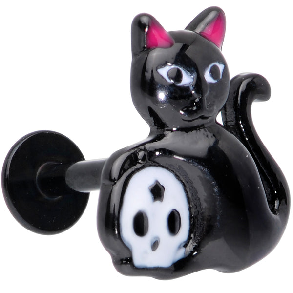 16 Gauge 5/16 Black Cat Skull Halloween Labret Monore Tragus – BodyCandy