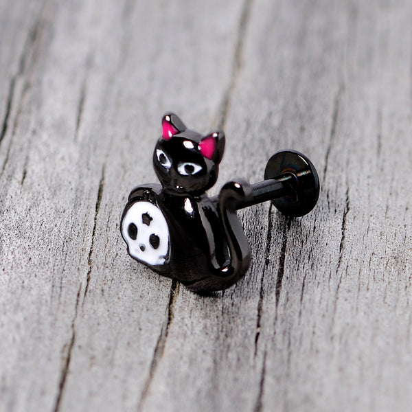 16 Gauge 5/16 Black Cat Skull Halloween Labret Monore Tragus – BodyCandy