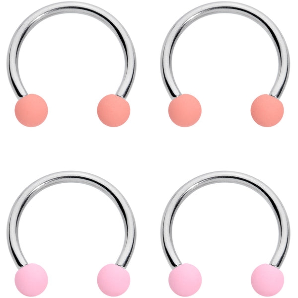 16 Gauge 3/8 Pink Peach Matte Horseshoe Circular Barbell Set of 4 ...