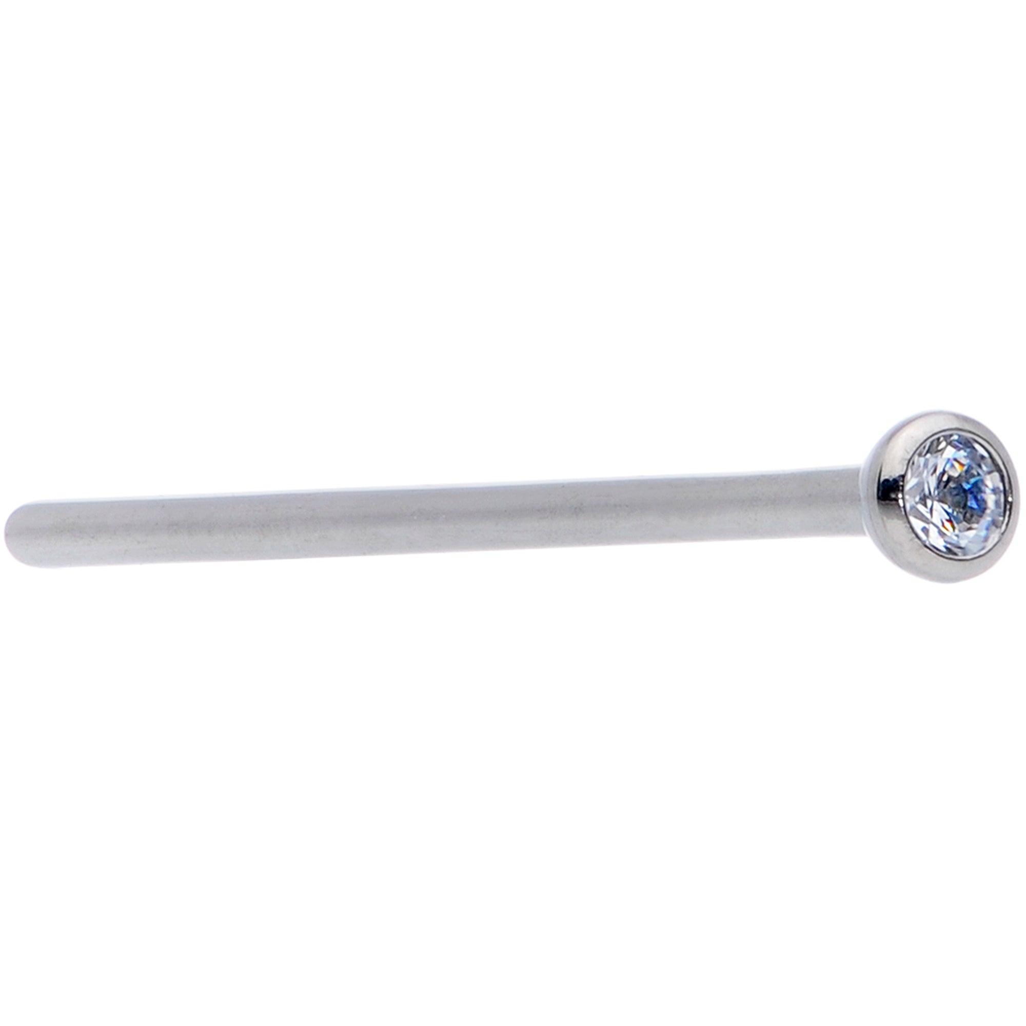 20G 3/4 Clear CZ Gem Grade 23 Titanium Fishtail Nose Ring 2mm
