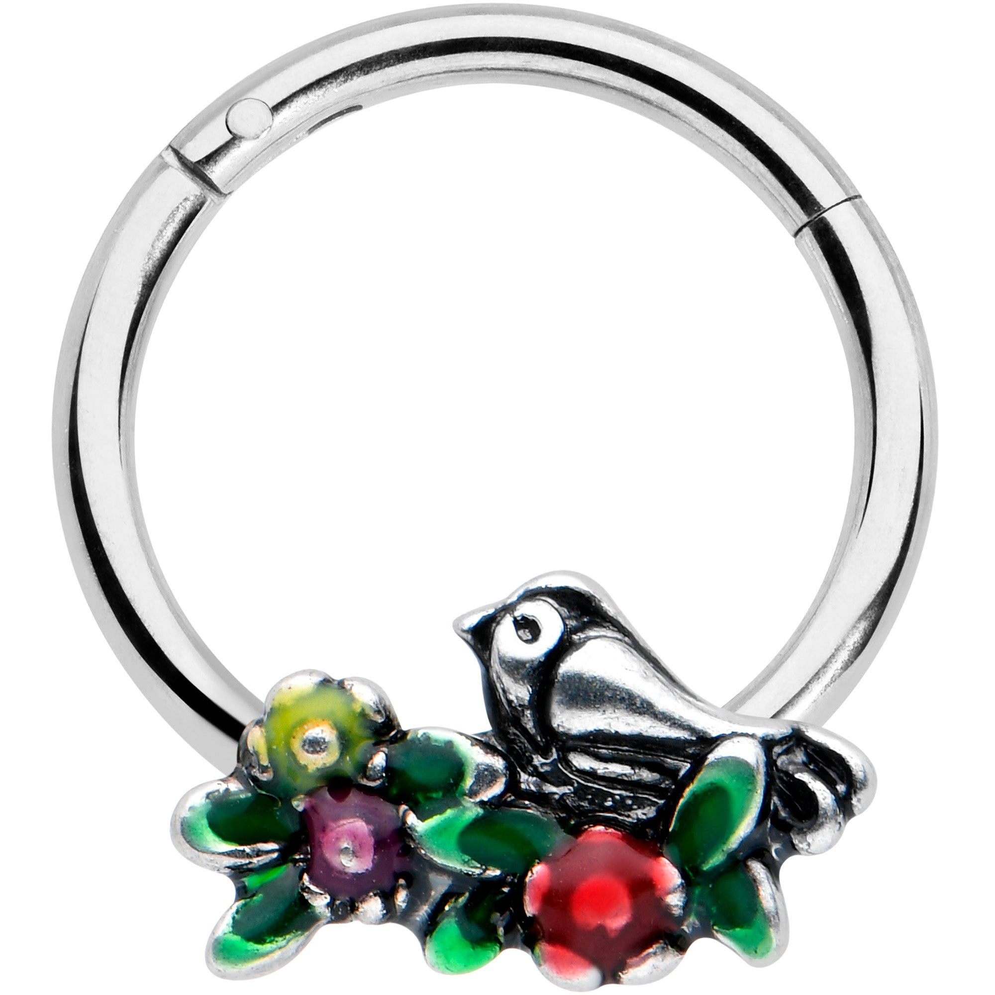 16G 3/8 Perching Bird Cartilage Hinged Segment Ring