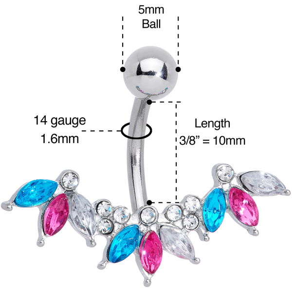 Pink Clear Aqua Gem Comely Clusters Belly Ring – BodyCandy