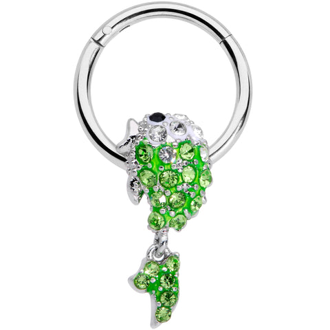 16 Gauge 3/8 Green Gem Sweet Fish Dangle BCR Captive Bead Ring – BodyCandy
