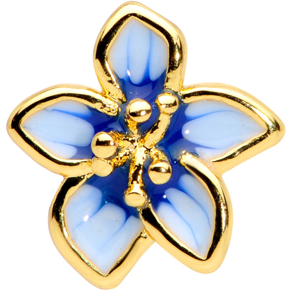 16 Gauge 5/16 Gold Tone White Blue Flower Labret Monroe Tragus – BodyCandy