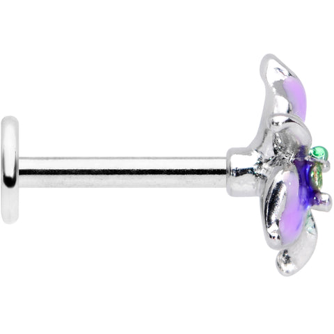 16 Gauge 5/16 Clear Gem Exotic Purple Flower Labret Monroe Tragus ...