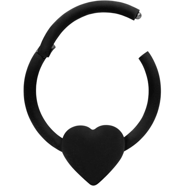 18 Gauge 3/8 Black Matte Little Heart Hinged Segment Ring – BodyCandy