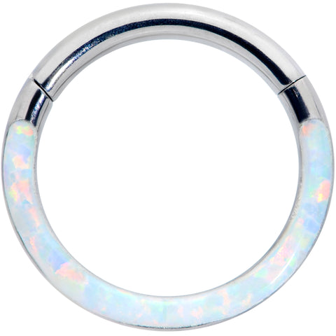 16 Gauge 5/16 White Synthetic Opal Implant Grade Titanium Segment Ring – BodyCandy