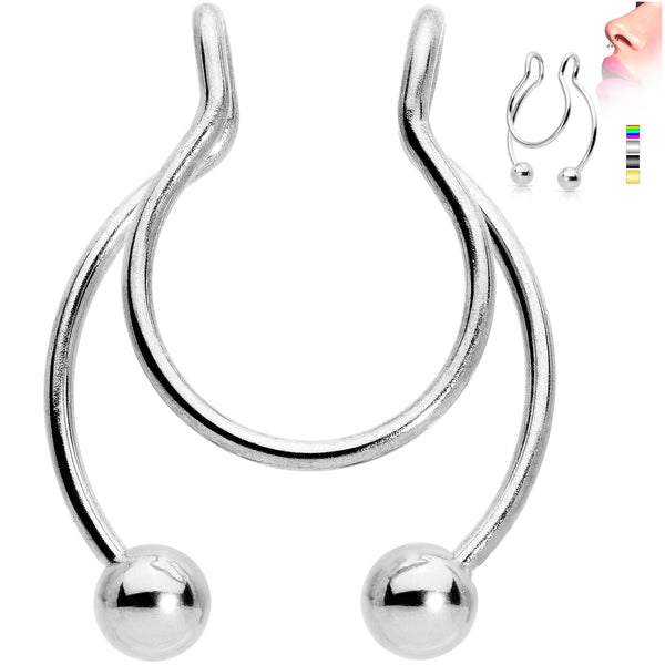 Horseshoe Circular Barbell Fake Nose Ring Nipple and Clip on Earring ...