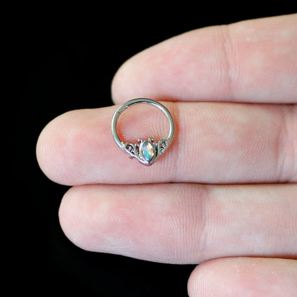 16 Gauge 3/8 Aurora Gem Deco Waves Hinged Segment Ring – BodyCandy