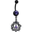 Purple Gem Black Regal Crown Dangle Belly Ring