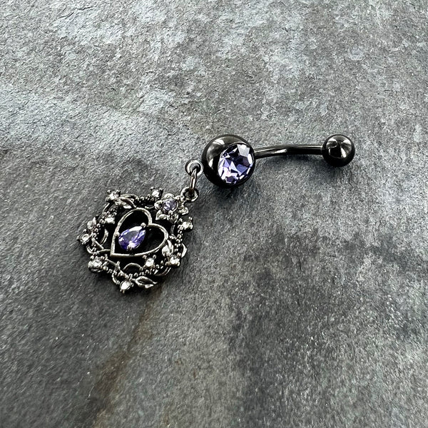 Purple Gem Black Regal Crown Dangle Belly Ring – BodyCandy