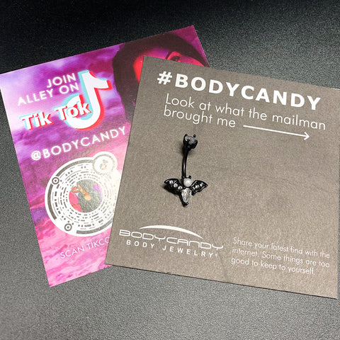 Clear Gem Black Vampire Bat Halloween Double Mount Belly Ring – BodyCandy