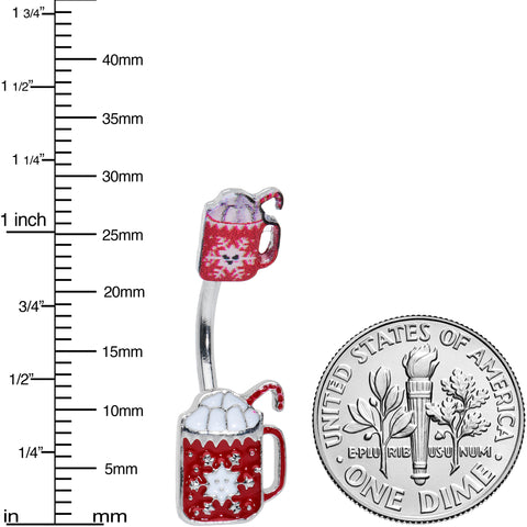 Sweet Red Hot Cocoa Marshmallow Holiday Double Mount Belly Ring – BodyCandy