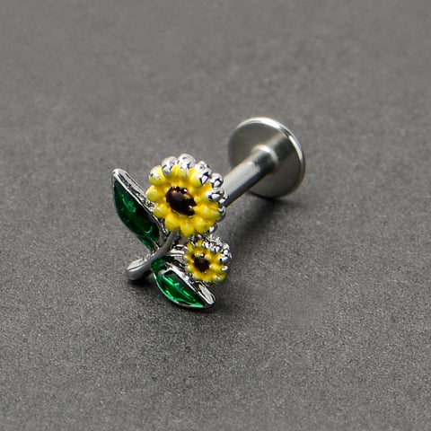 16 Gauge 1/4 Cheery Inlay Sunflowers Labret – BodyCandy