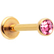 16 Gauge 5/16 Pink Gem Gold Tone Threadless Labret Monroe Tragus