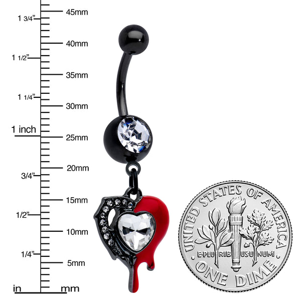 Clear Gem Black Bleeding Heart Dangle Belly Ring – BodyCandy