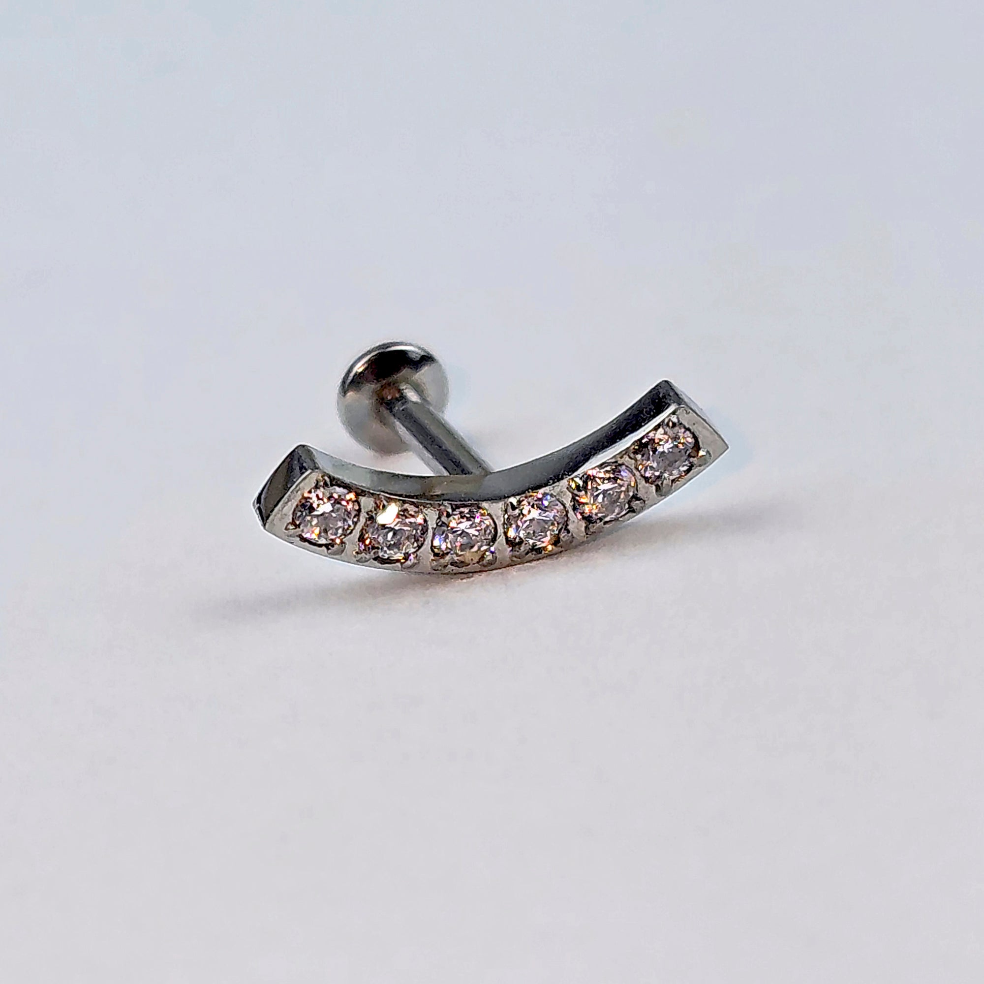 16 Gauge 1/4 CZ Stainless Steel Curved Threadless Push In Cartilage La