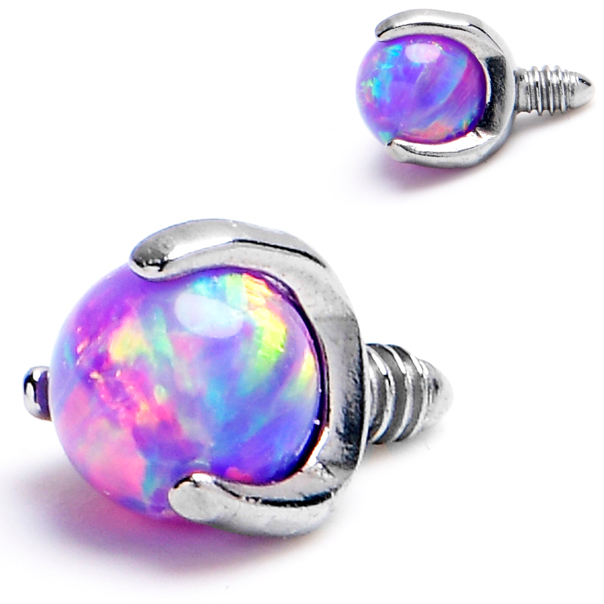 14 Gauge 3mm Purple Synthetic Opal Internally Threaded Replacement Bal