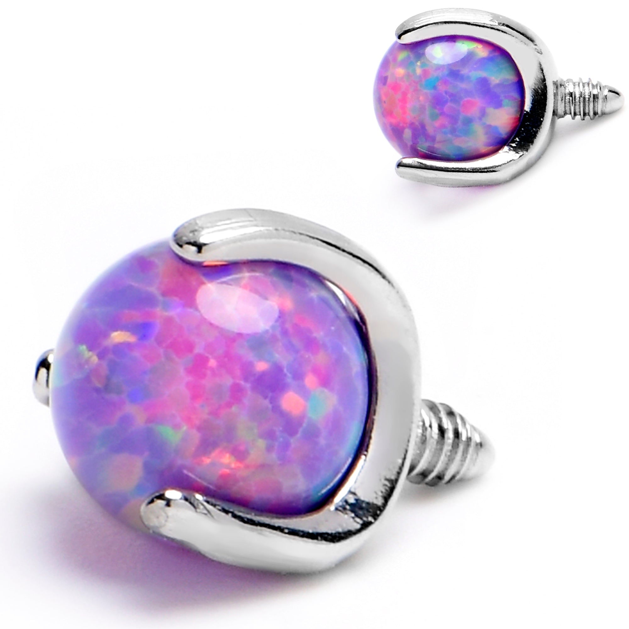 14 Gauge 4mm Purple Synthetic Opal Internally Threaded Replacement Bal