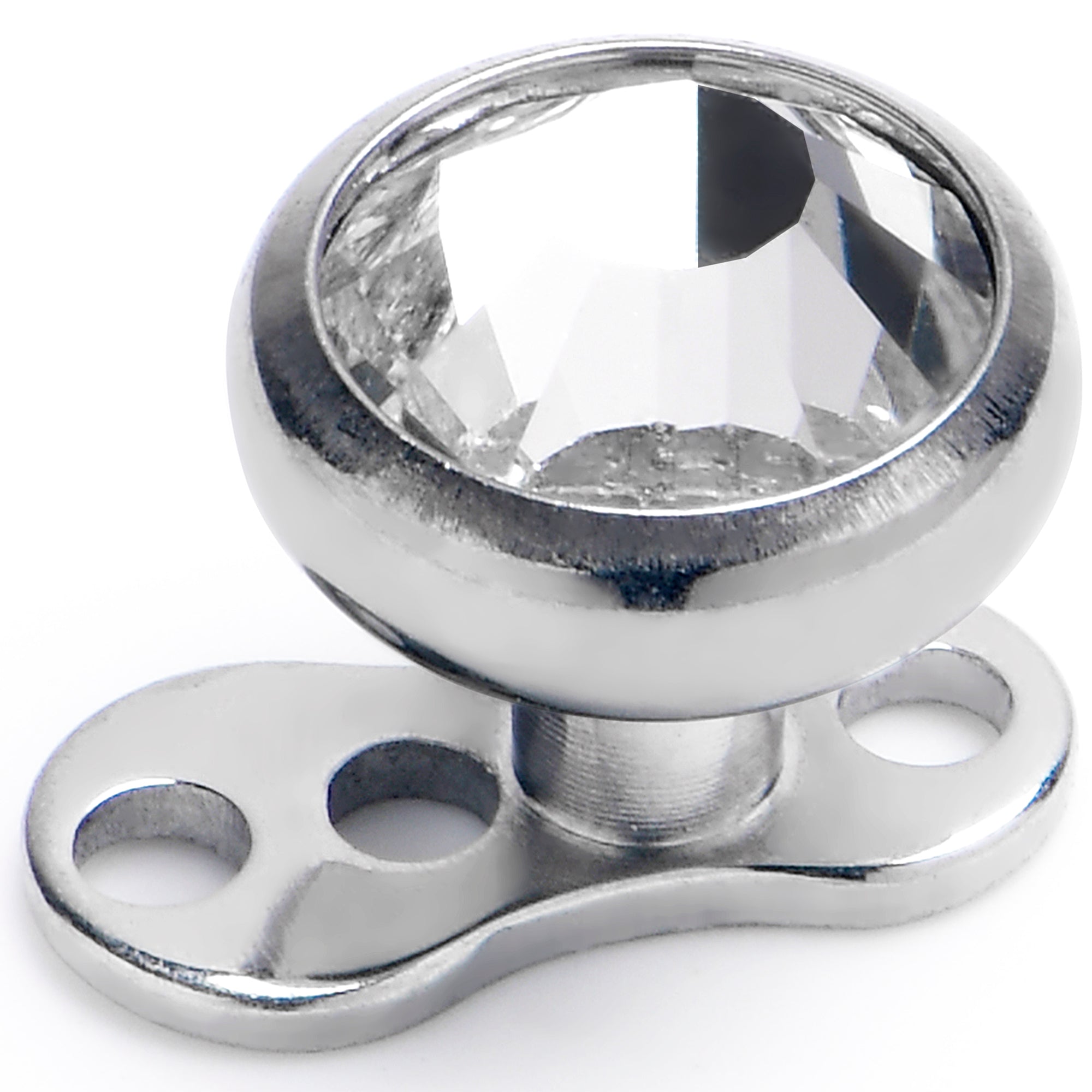 14 Gauge 5mm Gem Bezel Top 3 Hole Dermal Implant Grade Titanium Anchor