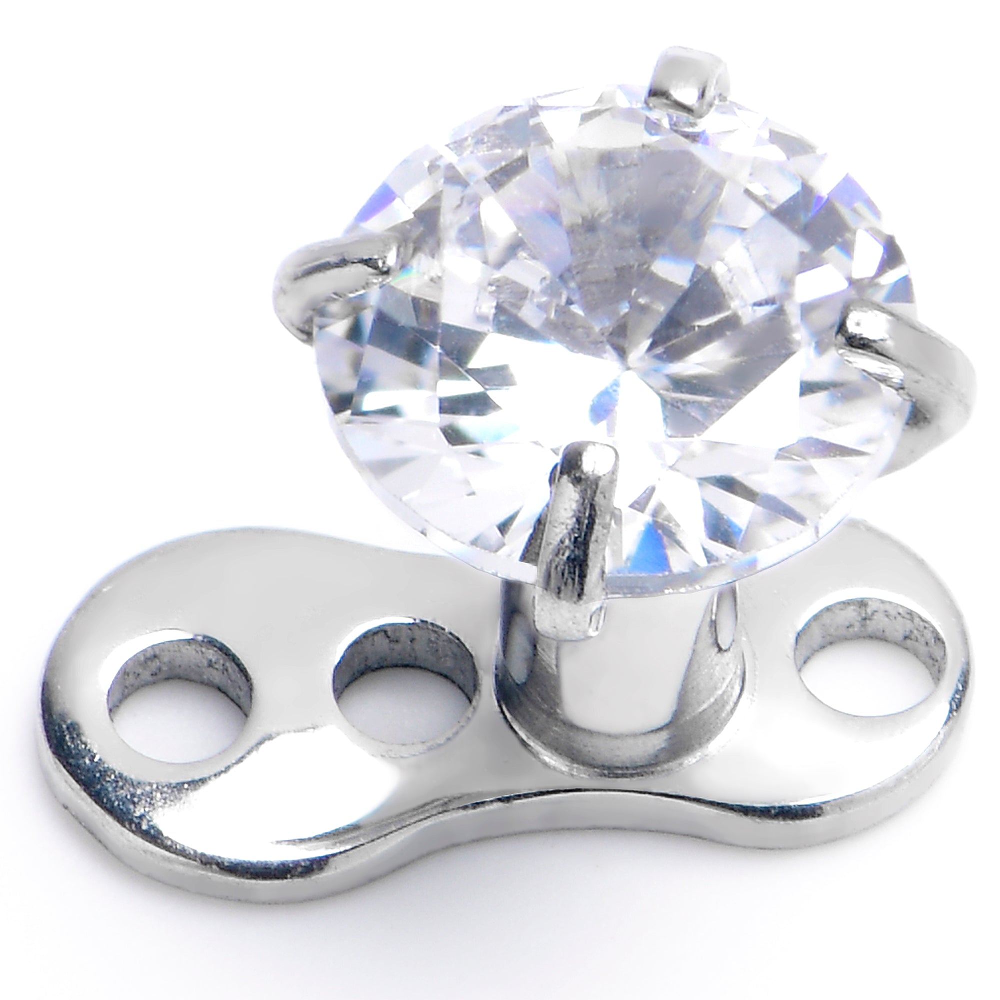 14 Gauge 4mm CZ Top 3 Hole Dermal Implant Grade Titanium Anchor Base